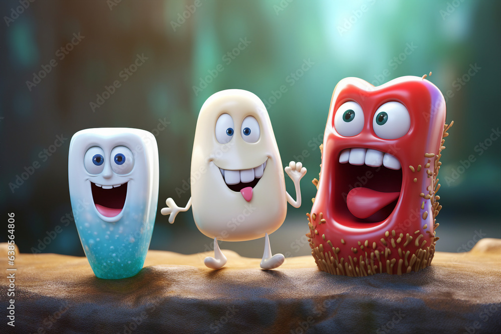 Generative AI colorful picture of bacteria characters cartoon playful ...