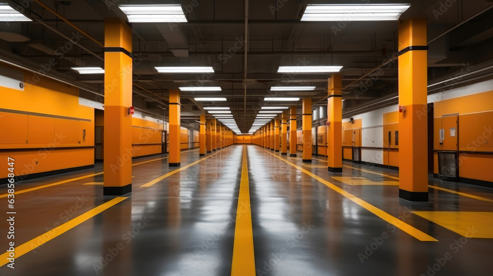 Deserted Subterranean Retail Haven: Empty Parking Lot Awaits Stock ...