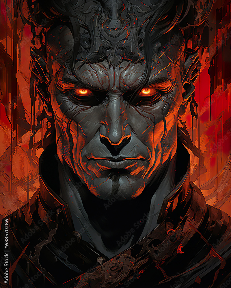 Lord of darkness in an aura of supremacy. Figure of power and intrigue ...