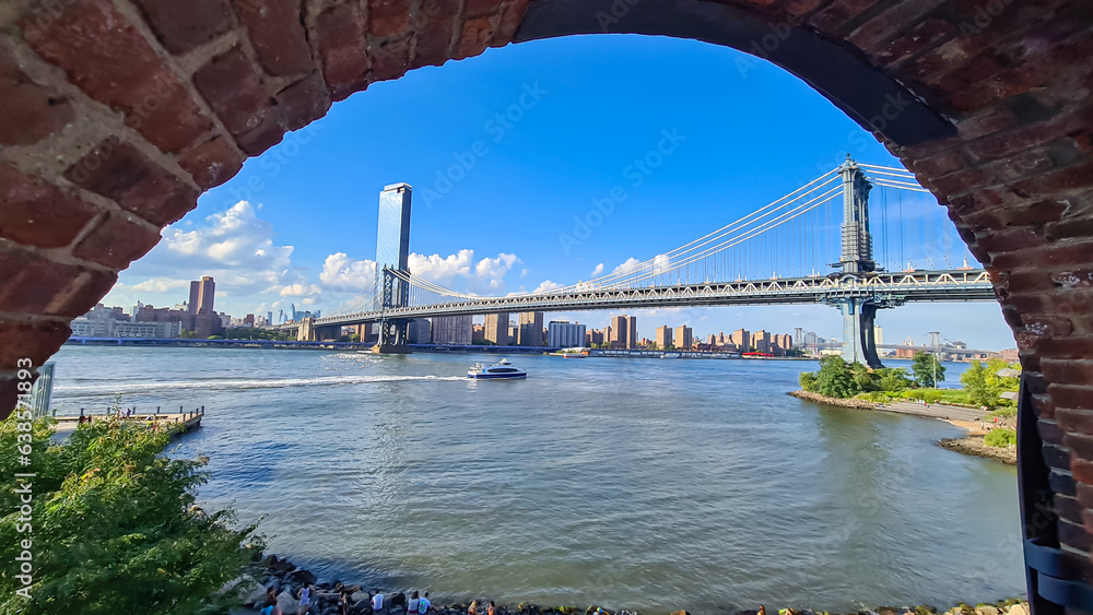 Iconic Manhattan Bridge connecting New York City's urban landscape with ...