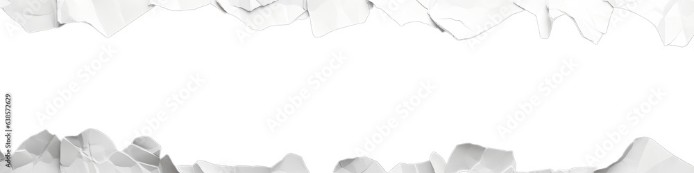White wide torn crumpled paper on sides isolated on transparent ...