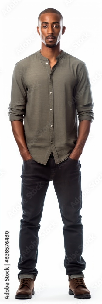portrait of a handsome young black african american man standing full ...