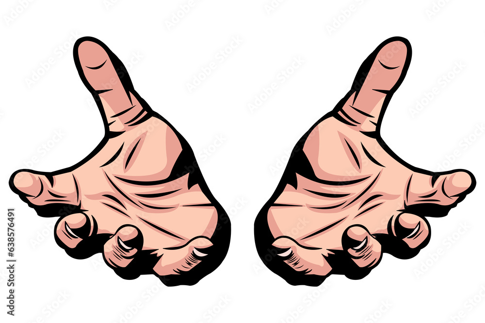 Simple vector illustration of two open hands. Human body. Body part ...