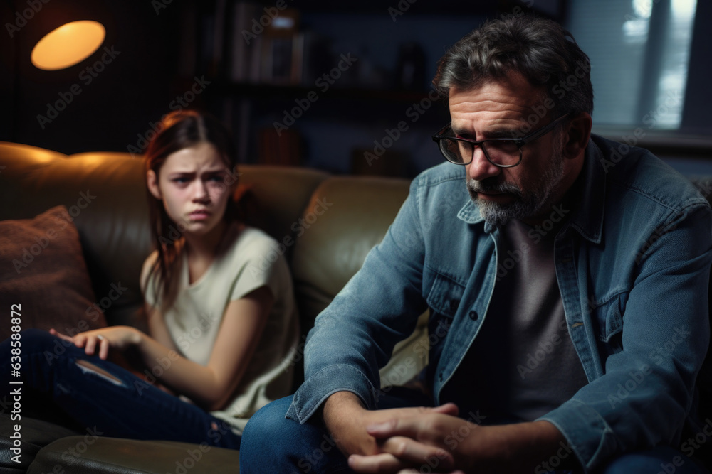 Relationship between father and child. Difficult conversation with ...