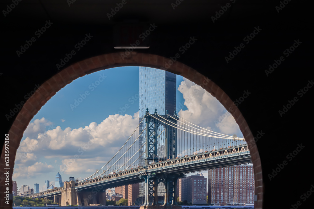 Iconic Manhattan Bridge connecting New York City's urban landscape with ...