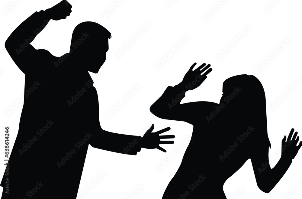 Domestic Violence Icon. Quarrel between man and woman. Insult and ...