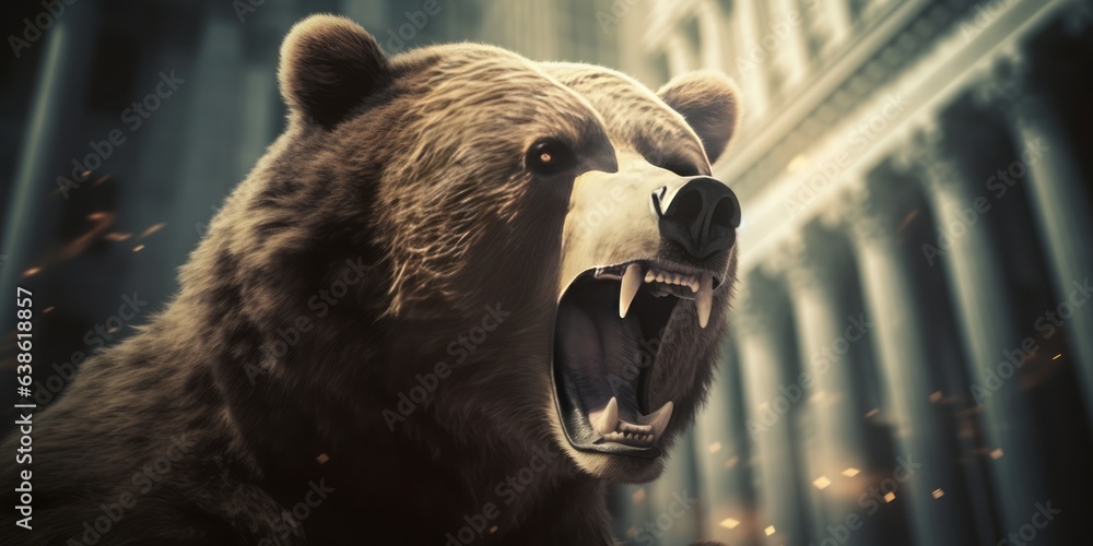 Market Frustration: Angry Bear in Business Suit Confronts Stock Market ...