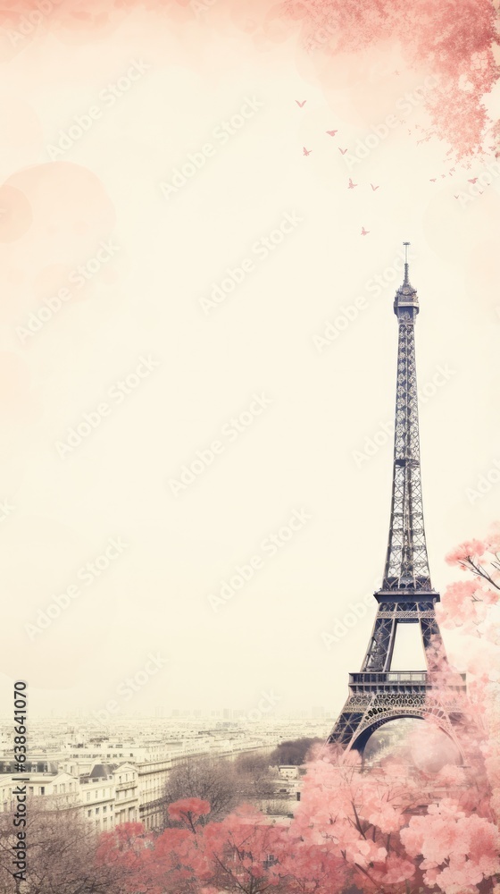 Paris themed background in portrait mode with copy space - stock ...