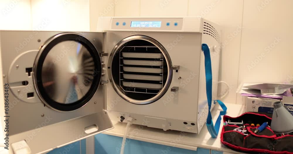 Disinfection of dental instruments in an autoclave. The process of ...