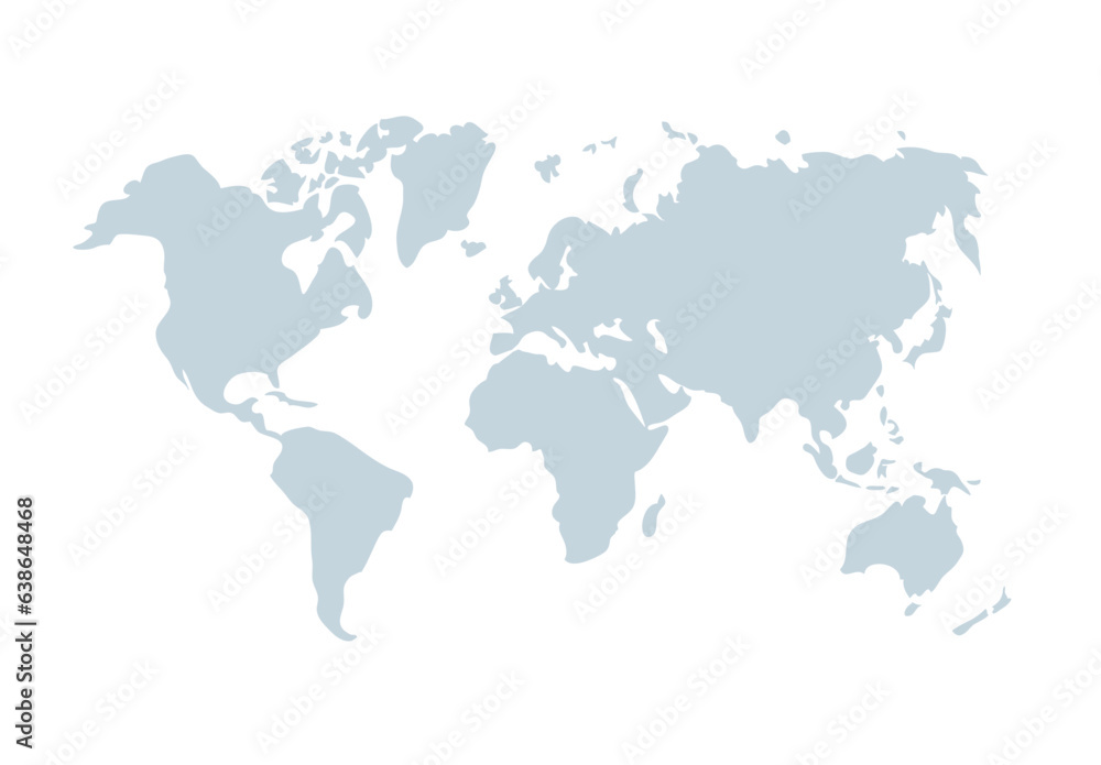 World map. Light silhouette vector illustration Stock Vector | Adobe Stock