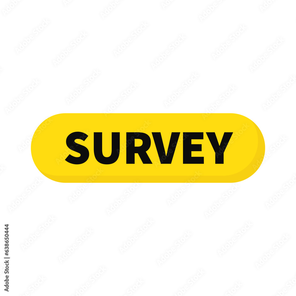 Survey Button In Yellow Rounded Rectangle Shape For Collect Information ...