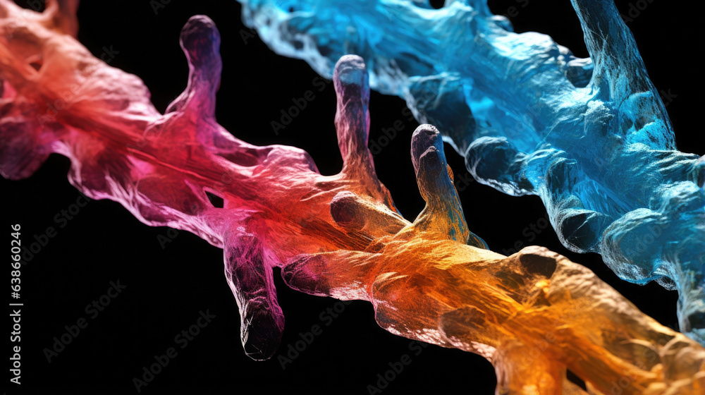 This macro image of chromosomes shows the distinct shape of DNA strands ...