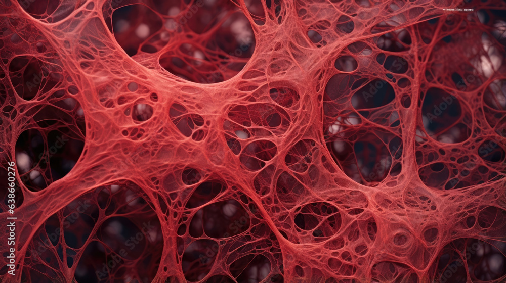 Foto de Nerve tissue viewed through a microscope appears to be composed ...