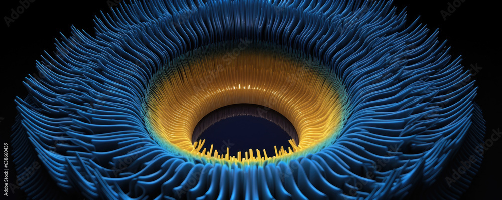 This macro image is of a microscopic object in a domelike shape. It has ...