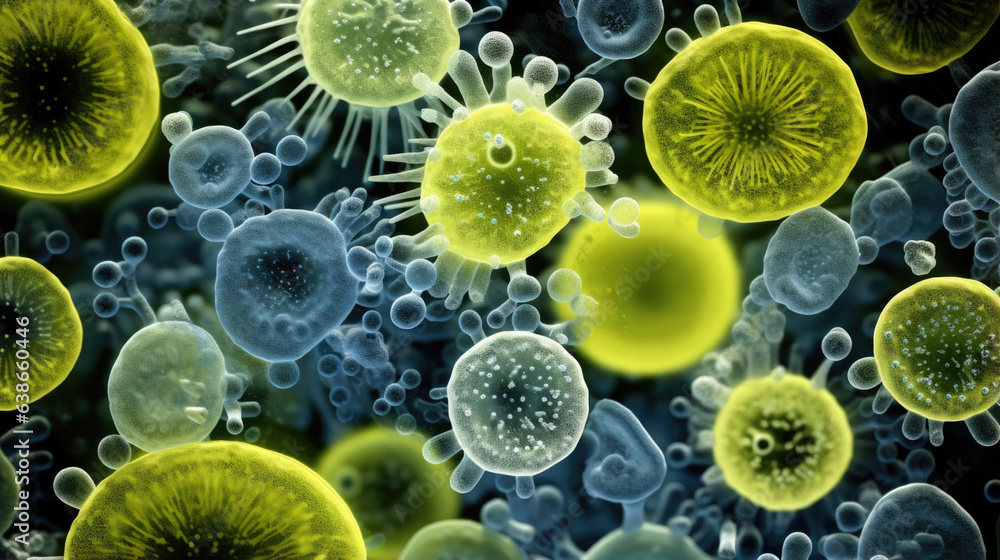 This macro image shows a population of microscopic algae that is ...