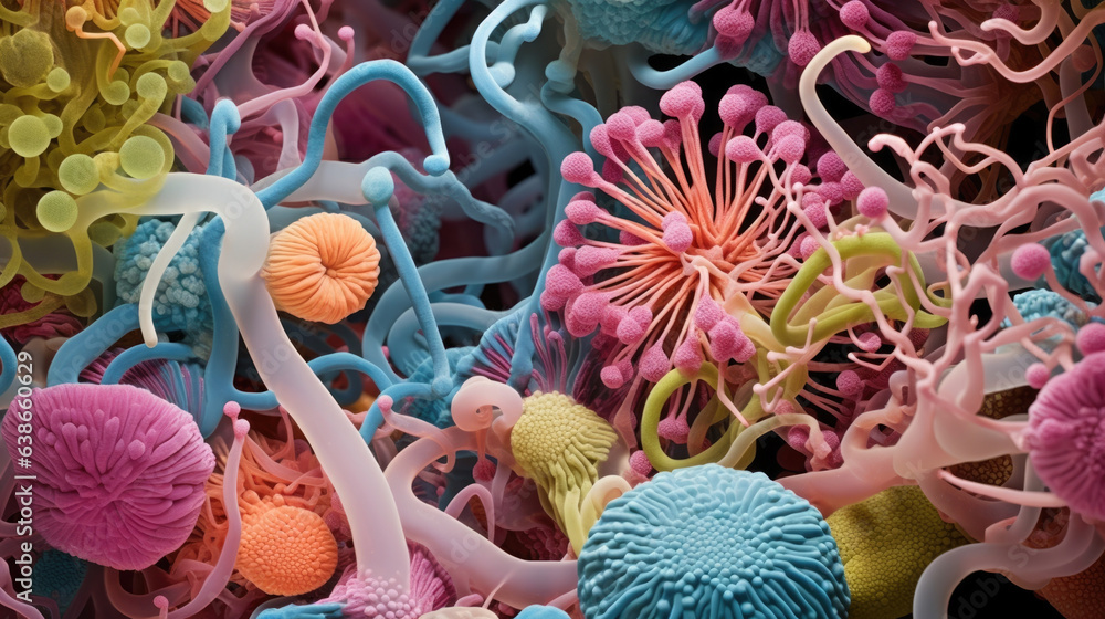 macro image reveals a rich bacterial community of various shapes and ...