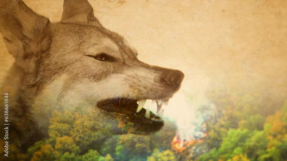 Extreme Heat and Forest Fires. Vanishing Animal Species, Wolf. Alpha ...