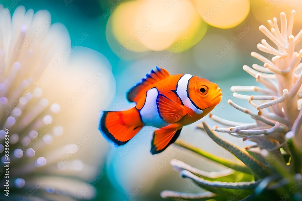tropical aquarium fish on natural blurred underwater background, macro ...