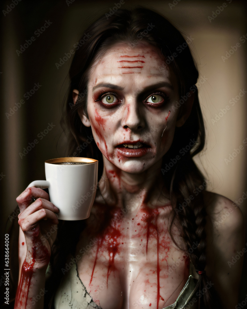 Zombie make up for a halloween party (costume of a she zombie) Stock ...