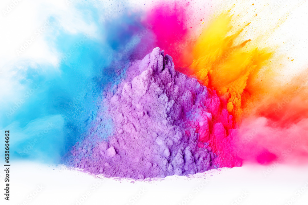 Colorful dust power falling over white background, color palettes ...