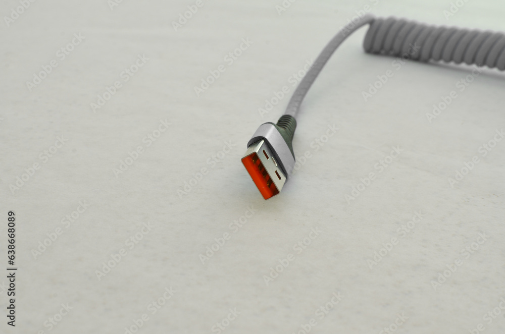 USB cable connection detail highlighted on a clear surface, perfect for ...