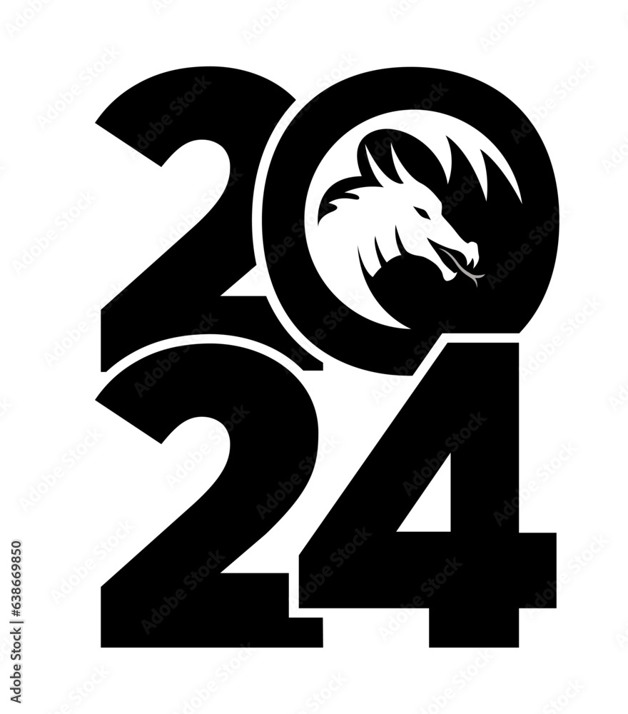 Logo 2024 with the dragon. Icon with the symbol of the year. Simple and ...