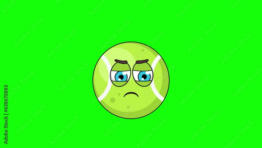 Angry emoticon of tennis ball character, loop animation emoji Stock ビデオ ...