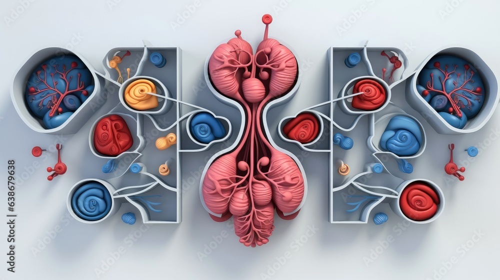 3D illustration mockup of the human organ system, Anatomy, Nervous ...