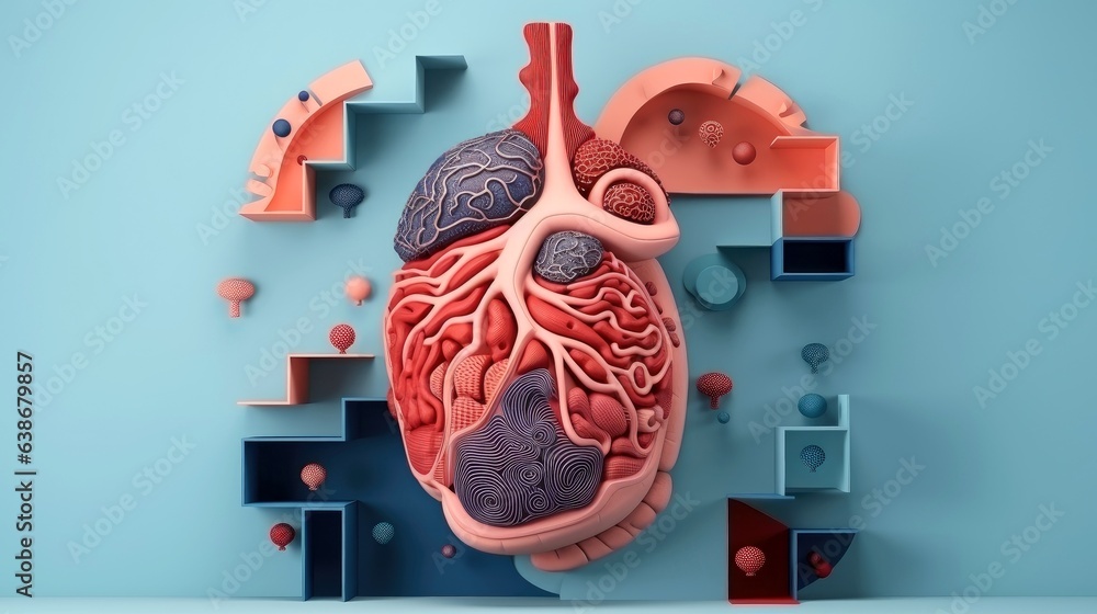 3D illustration mockup of the human organ system, Anatomy, Nervous ...