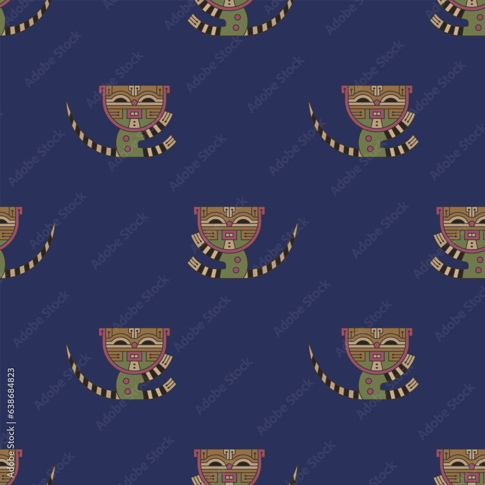 Seamless ethnic animal pattern with funny stylized tabby kittens or ...