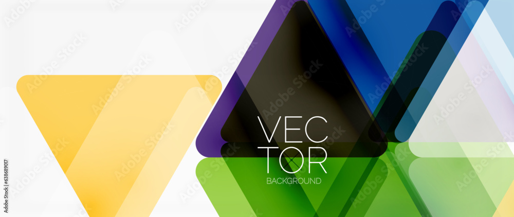 Abstract background. Color transparent triangles in mosaic style with ...