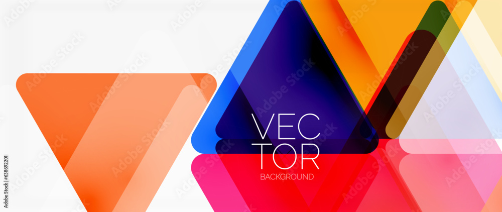 Abstract background. Color transparent triangles in mosaic style with ...