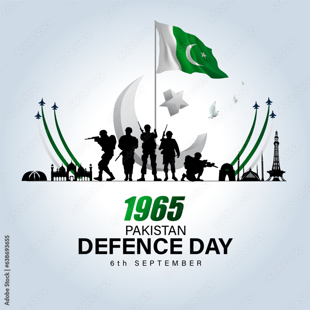 happy defense day Pakistan. 3d letter with Pakistani flag and black ...