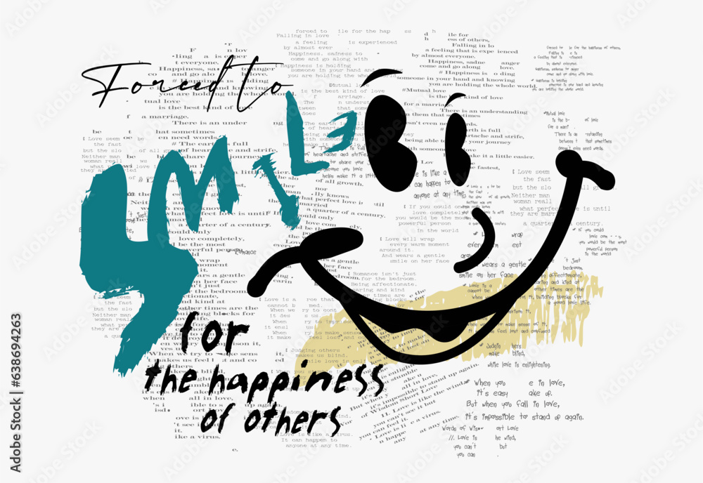 Vector Happy Doodle Smile, simple face funny icon graffiti, have a nice ...