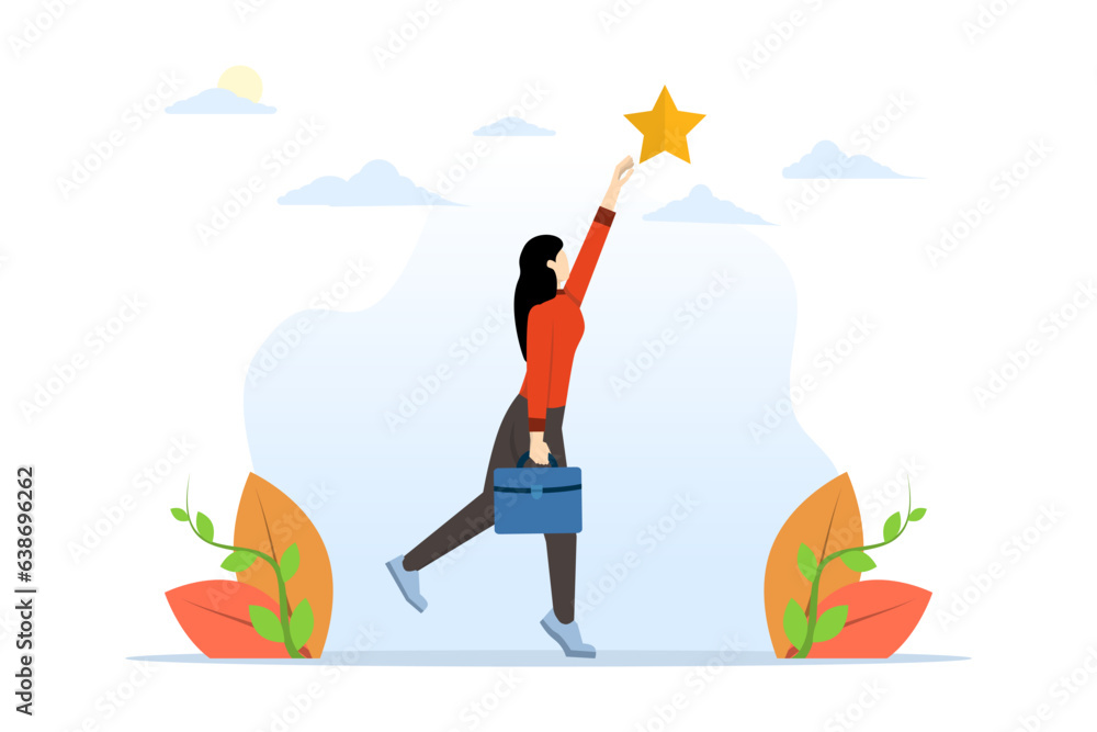 Vecteur Stock process to reach the stars in career success. fly in the ...