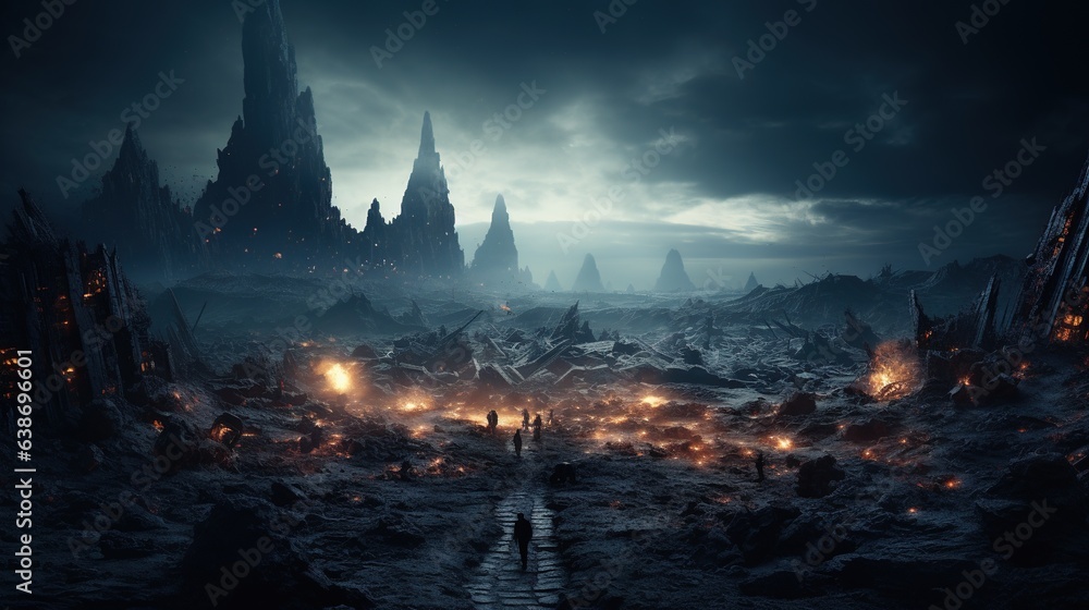 world collapse, digital art illustration, Generative AI Stock ...