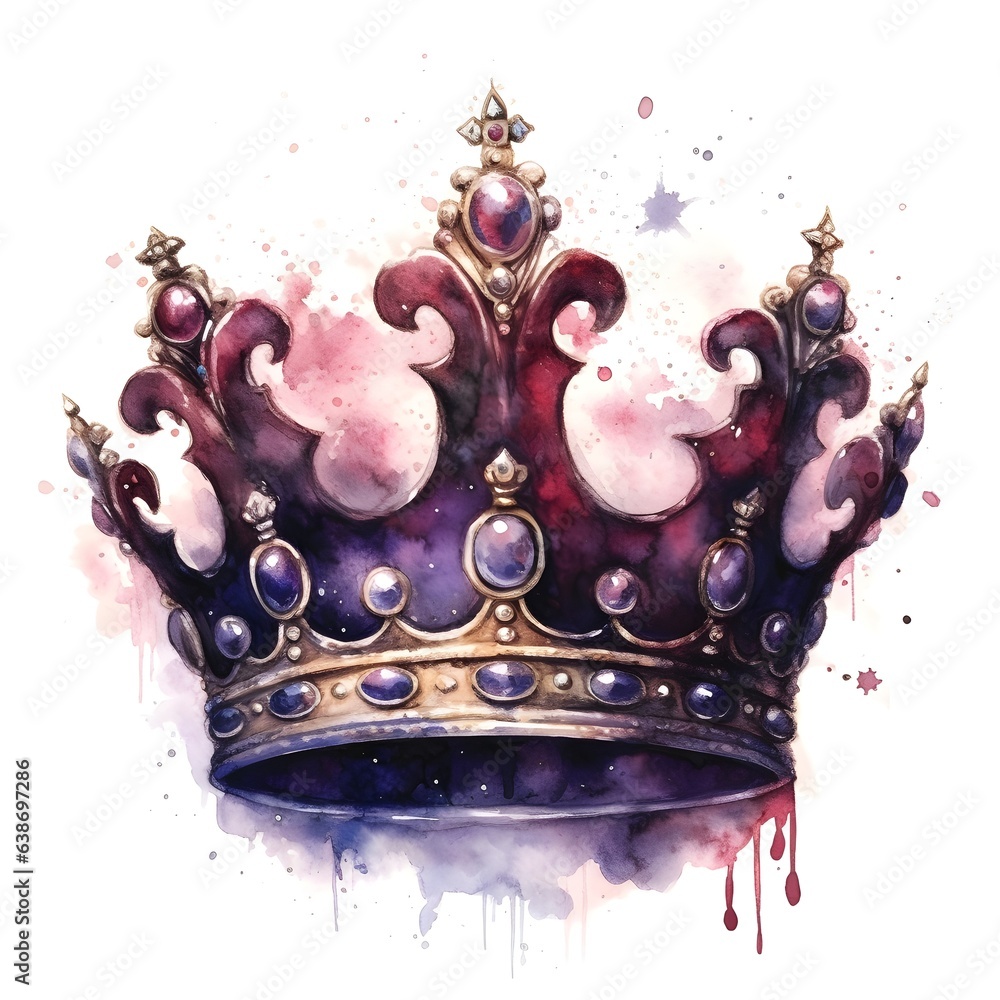 Golden crown with jewels isolated on white. English royal symbol of UK ...