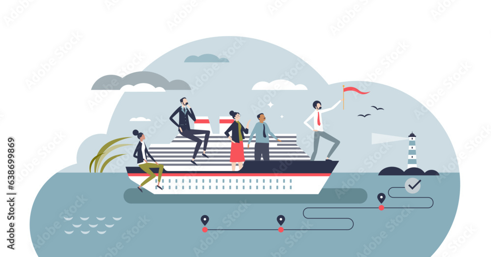 Project management journey and clear business roadmap tiny person ...