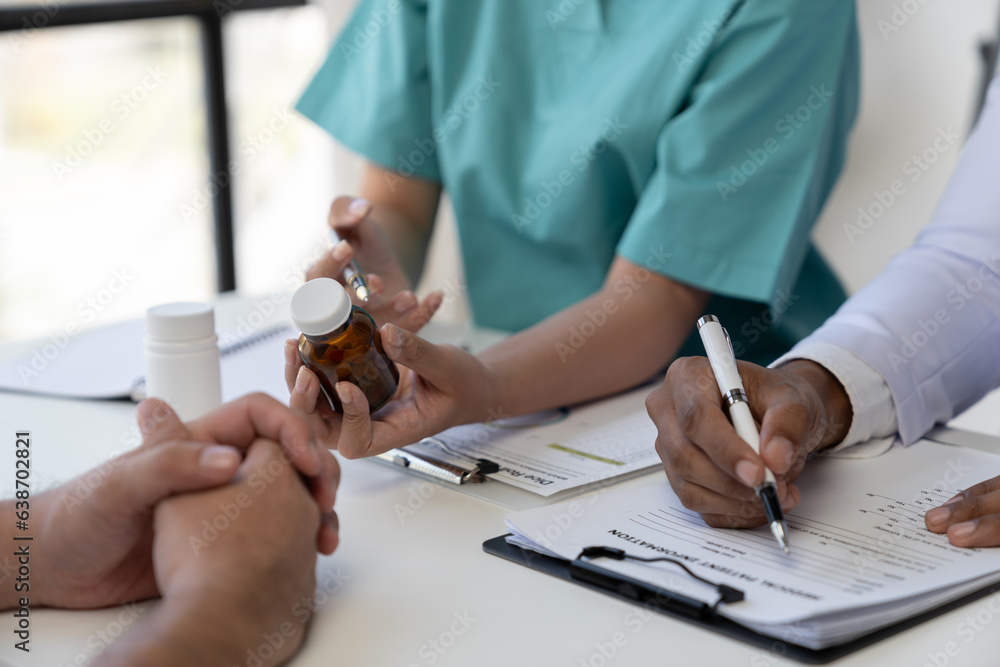 The doctor is diagnosing the disease and giving advice to the patient ...