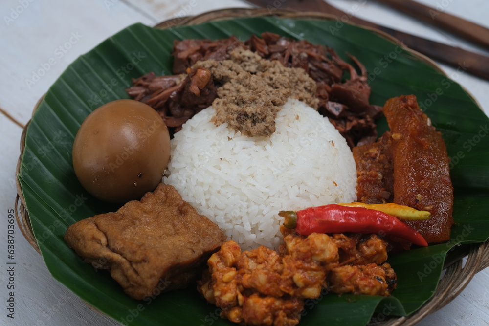 Nasi Gudeg Krecek is rice and gudeg, which is made from processed young ...