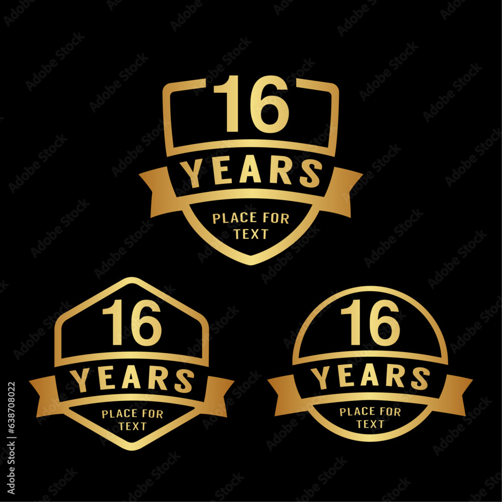 16 years anniversary celebration logotype. 16th anniversary logo ...