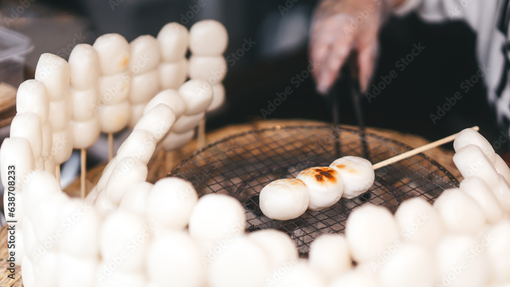 Skewers Mitarashi Dango japanese dumping on grilled street food menu ...