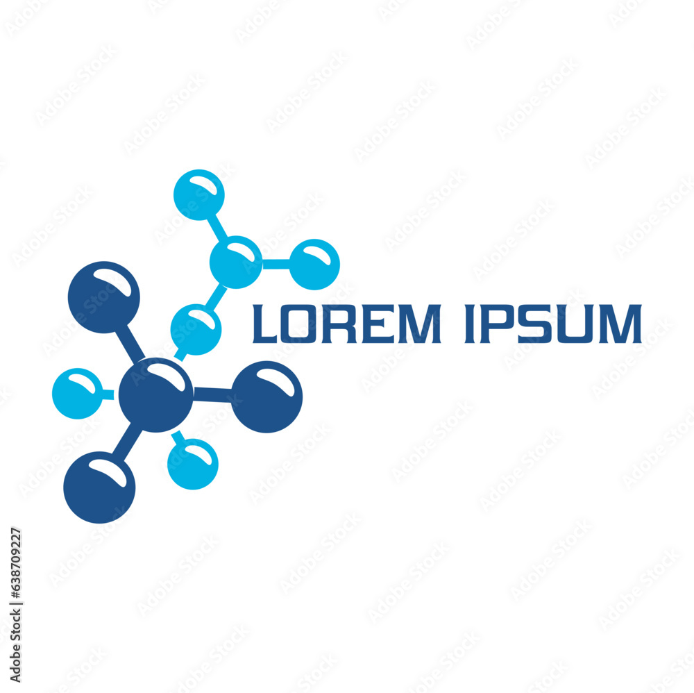 Molecule icon. Chemistry innovation company emblem, molecular structure ...