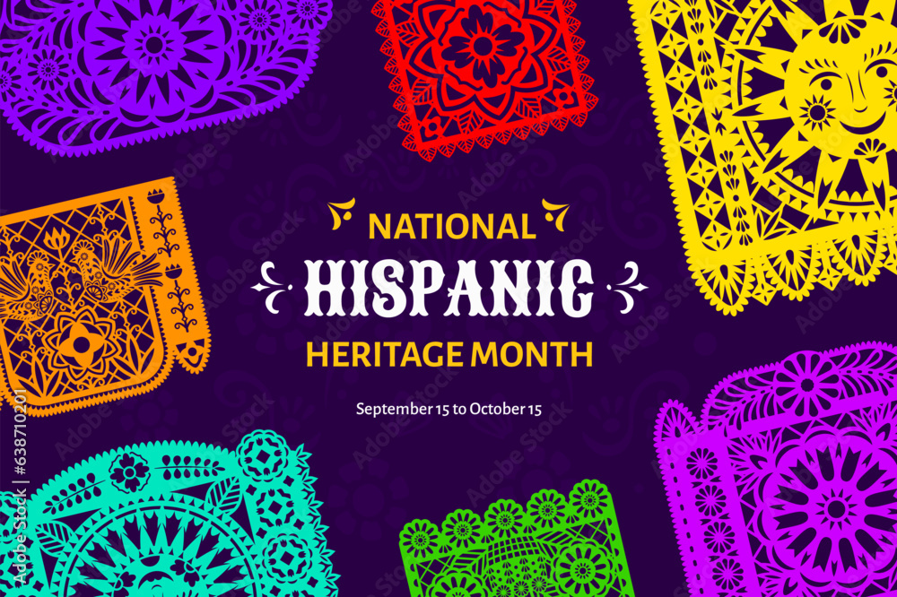 National hispanic heritage month festival banner with papel picado ...