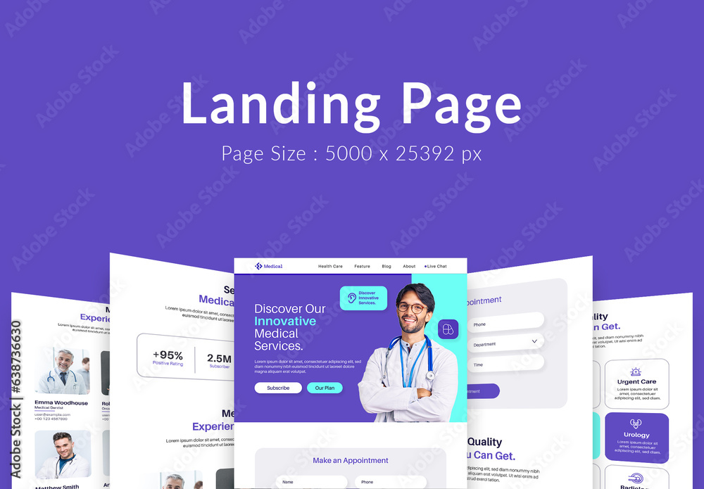 Medical Landing Page Design Stock Template | Adobe Stock