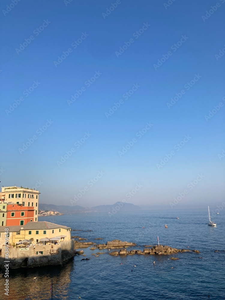 Colourful amazing facades of Italy buildings in the lake, river, sea ...