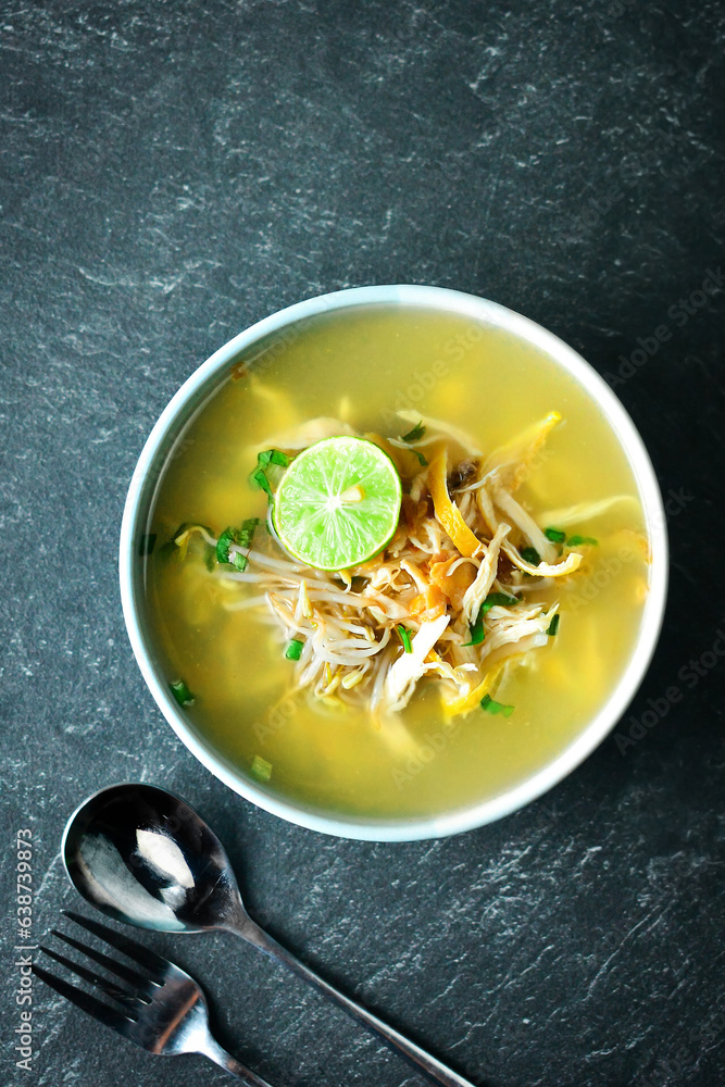soto ayam, soto ayam or chicken soto is indonesian traditional food ...