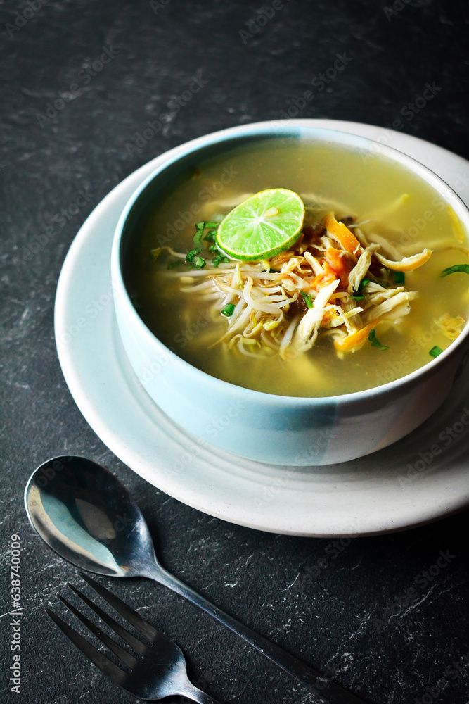 soto ayam, soto ayam or chicken soto is indonesian traditional food ...