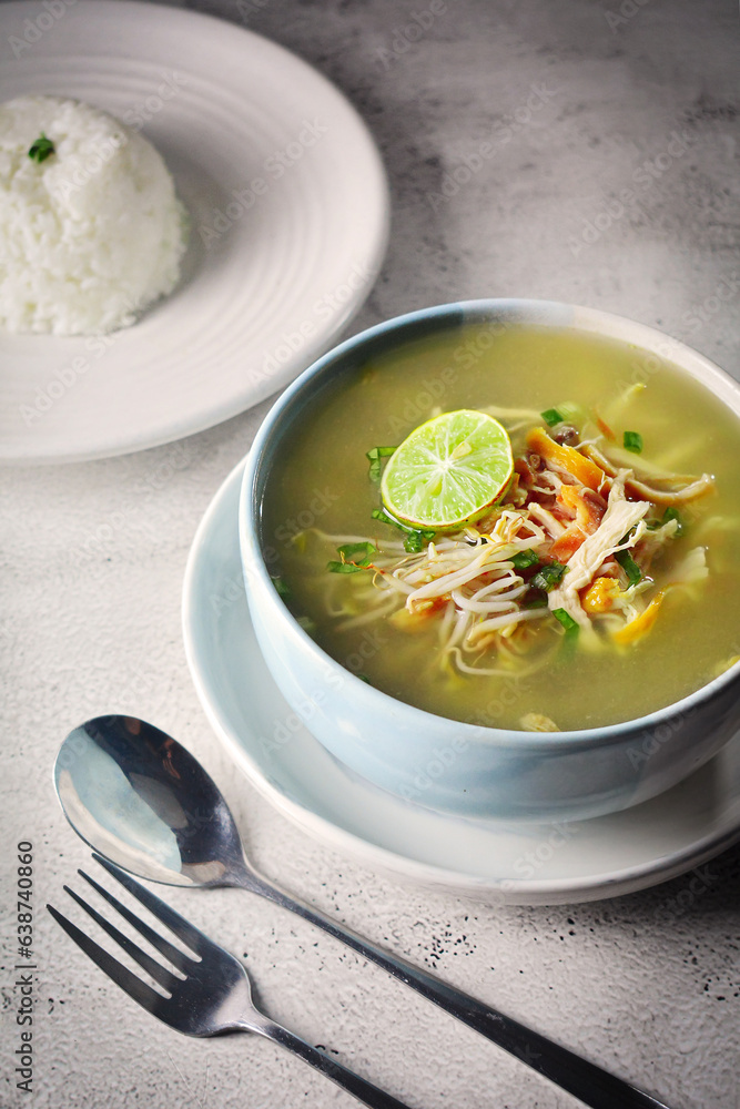 soto ayam, soto ayam or chicken soto is indonesian traditional food ...