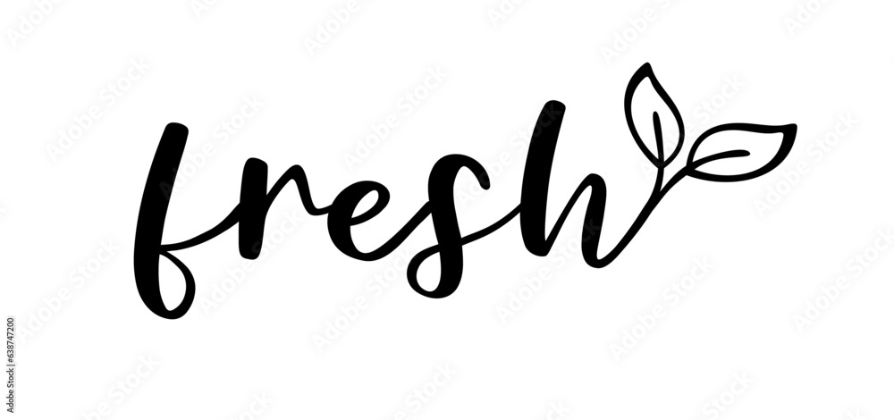 Fresh logo. Design fresh icon with leaf. Fresh vector sign word. Design ...